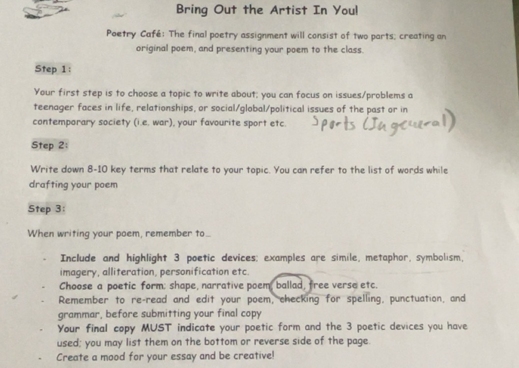 Solved: Bring Out the Artist In You! Poetry Café: The final poetry ...