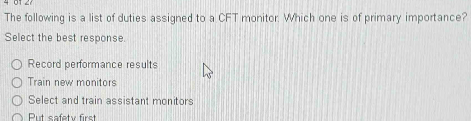 Solved: 4 0T 27 The following is a list of duties assigned to a CFT ... Solved: 4 0T 27 The following is a list of duties assigned to a CFT ...