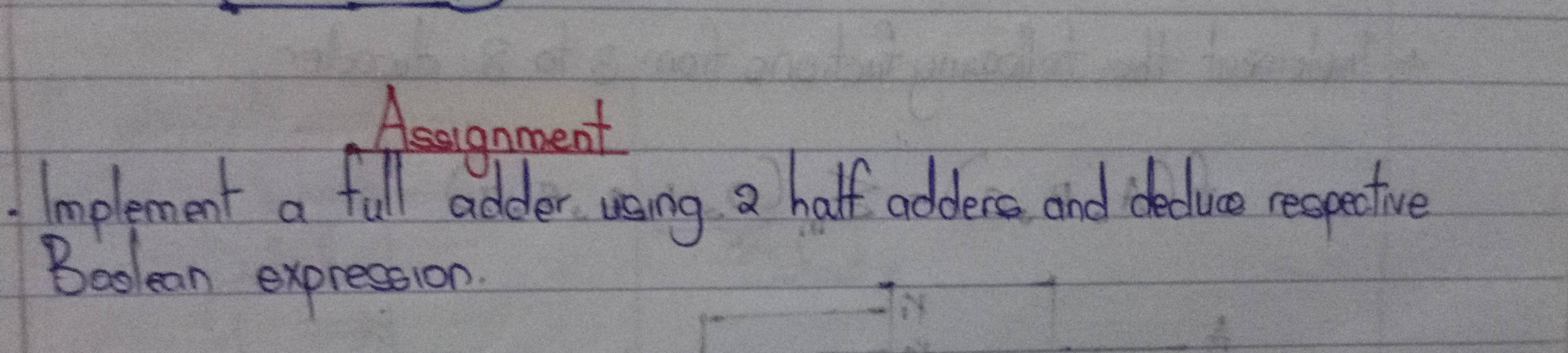 Solved: Assignment Implement a full adder using a half adders and ...