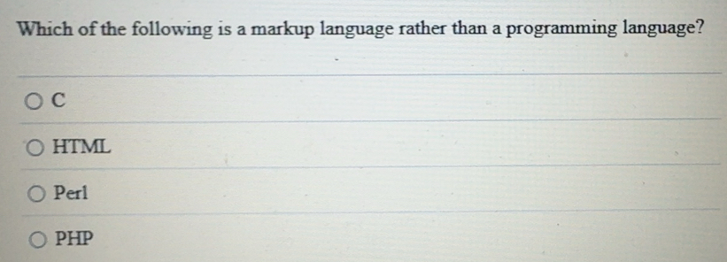 Solved: Which of the following is a markup language rather than a ...