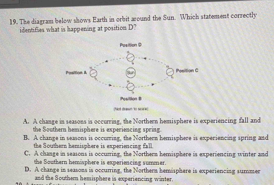 Solved: The diagram below shows Earth in orbit around the Sun. Which ...