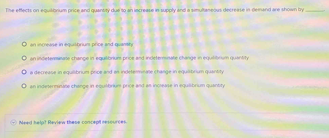 Solved: The effects on equilibrium price and quantity due to an ...