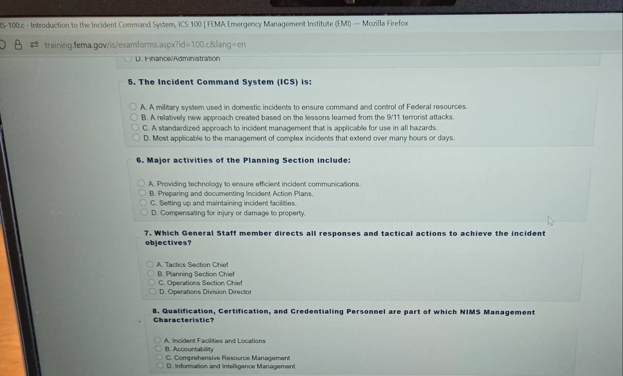 Solved: IS -100.c - Introduction to the Incident Command System, ICS ...