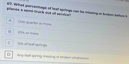 Solved: What percentage of leaf springs can be missing or broken before ...