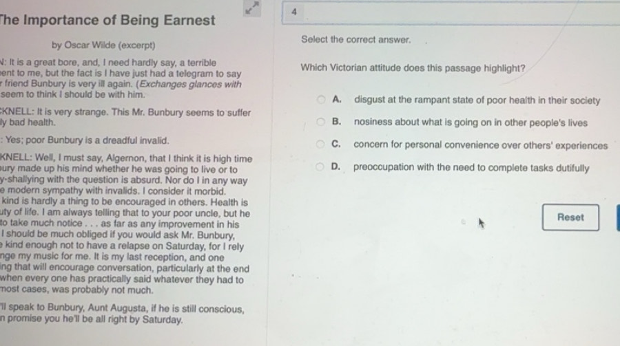 Solved: The Importance of Being Earnest Select the correct answer. by ...