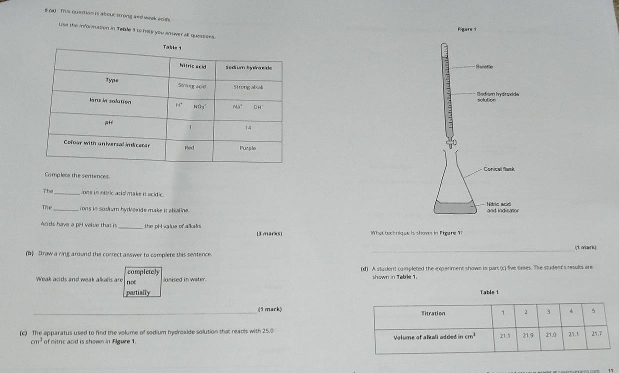 Solved: 5 (a) This question is about strong and weak acids Use the ...
