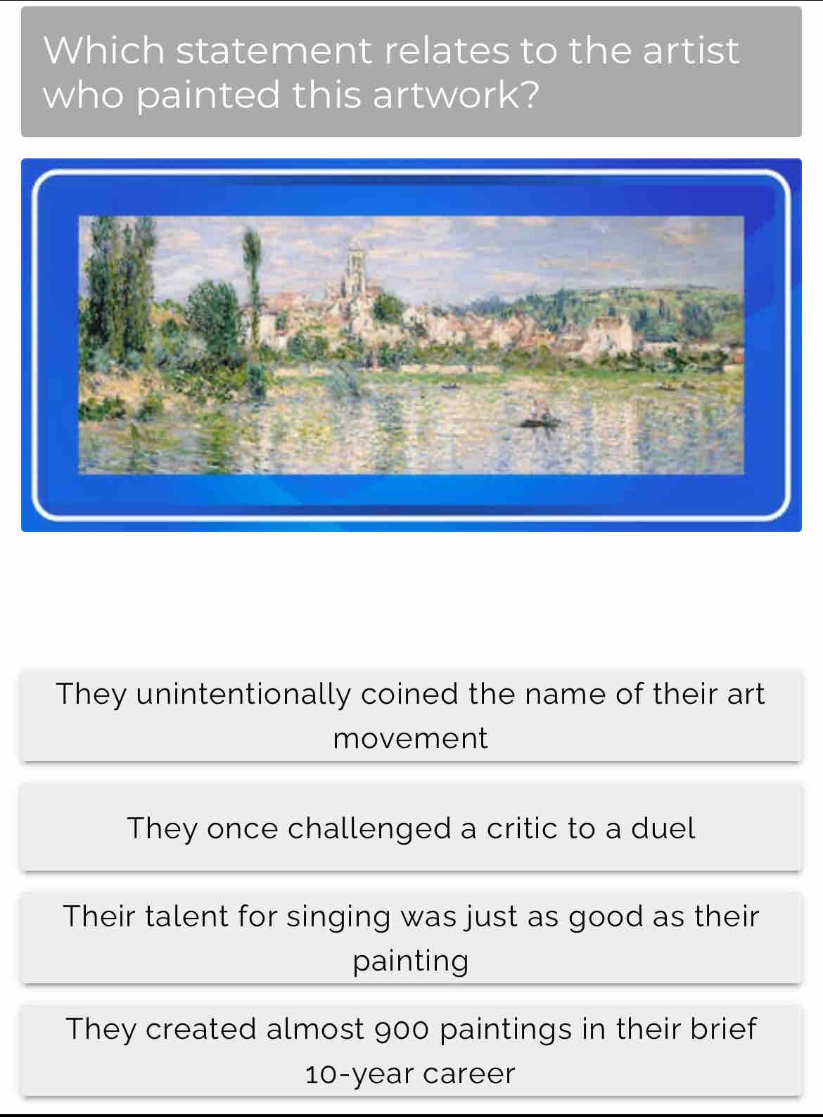 Solved: Which statement relates to the artist who painted this artwork ...