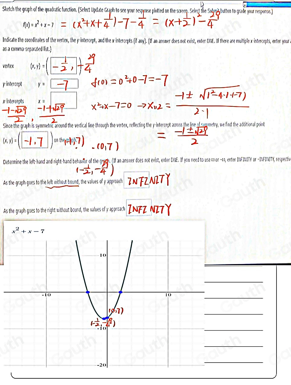 Solved: Sketch the graph of the quadratic function. (Select Update Graph to see your response ...