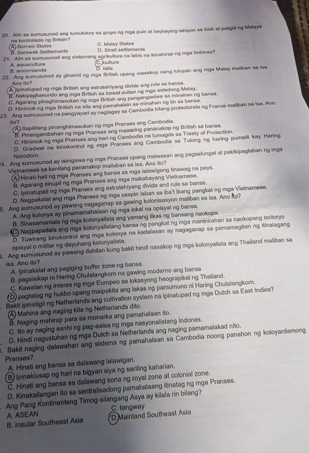 Solved: Alin sa sumusunod ang tumutukoy sa grupo ng mga pulo at ...