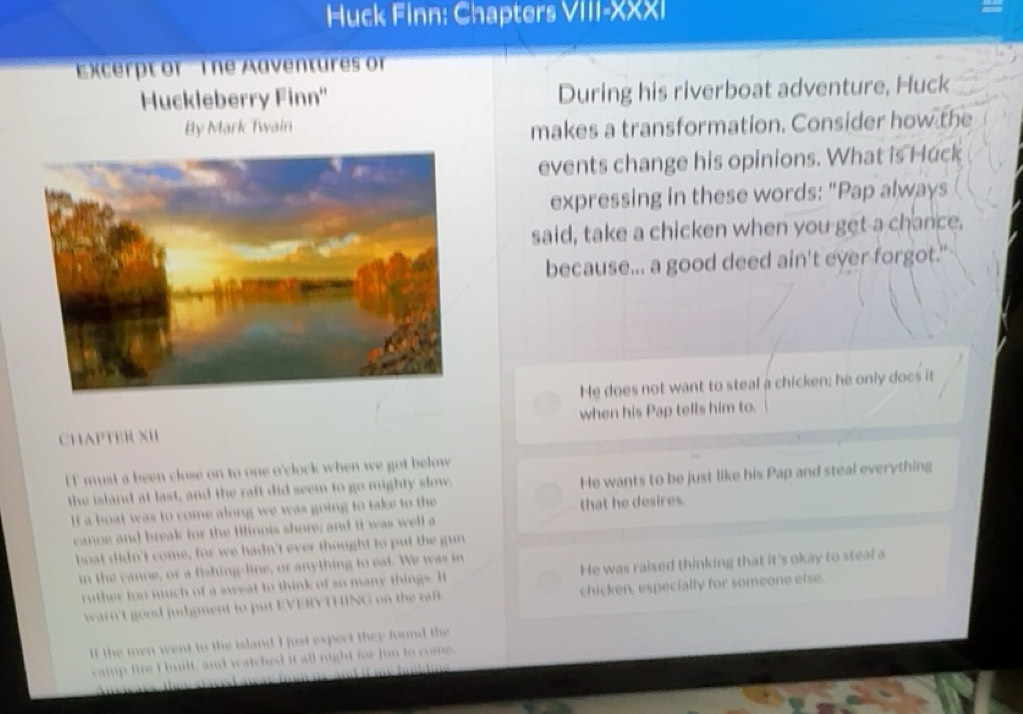 Solved: Huck Finn: Chapters VIII-XXXI Excerpt or The Aaventures or ...