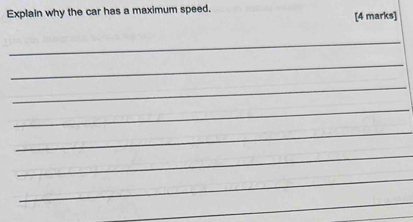 Solved: Explain why the car has a maximum speed. [4 marks ...