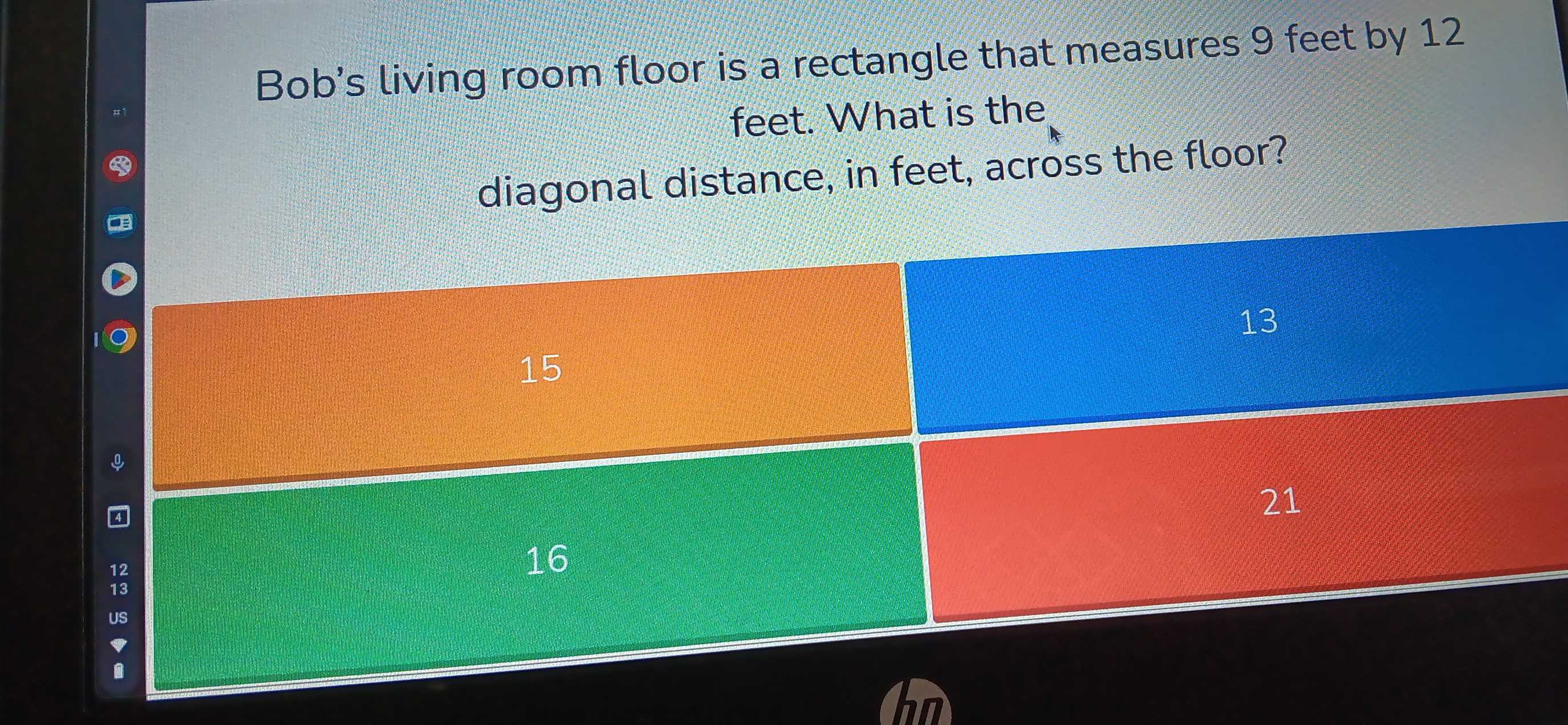 Solved: Bob’s living room floor is a rectangle that measures 9 feet by ...