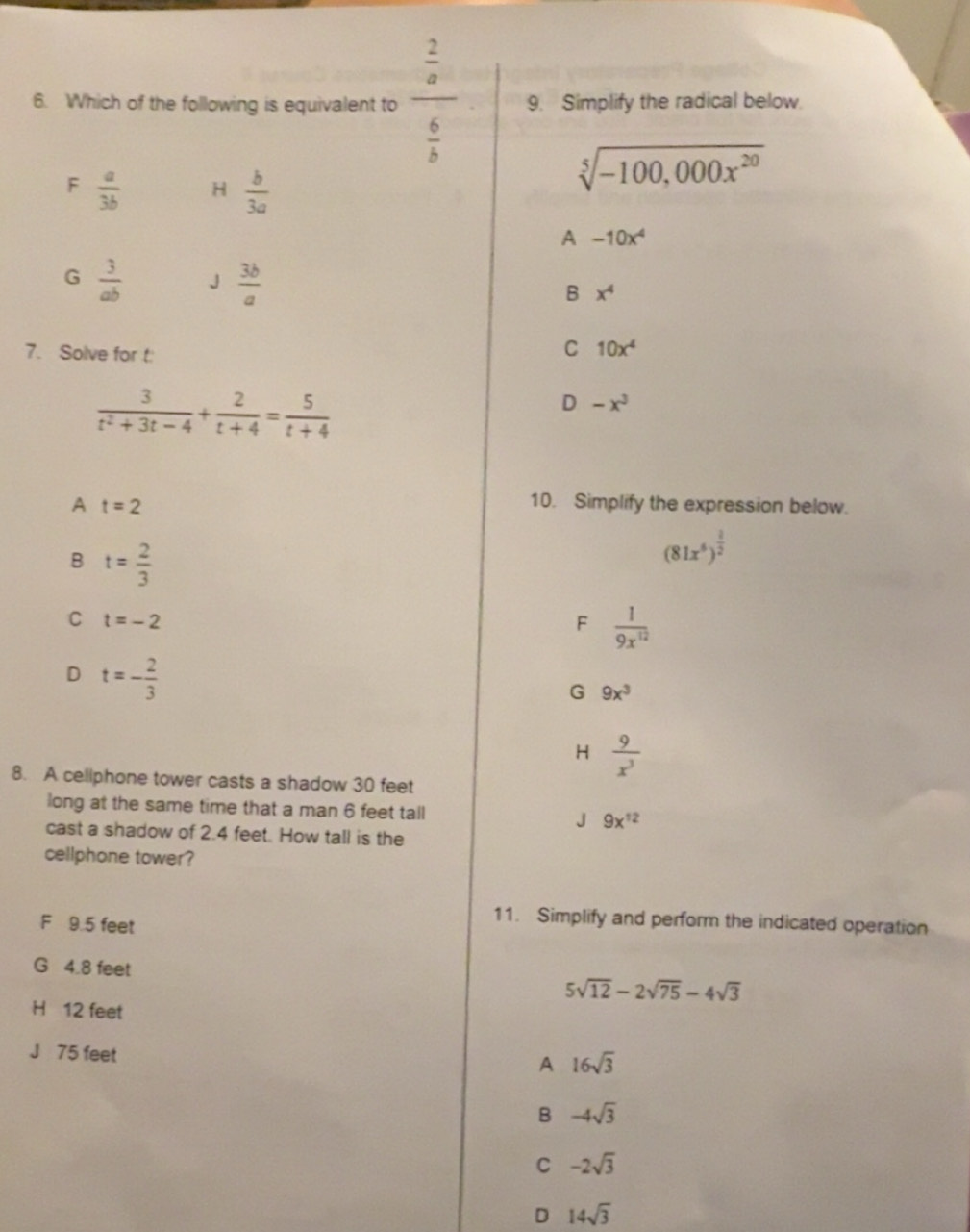 Solved: Which of the following is equivalent to frac 2/a 6/b 9 ...