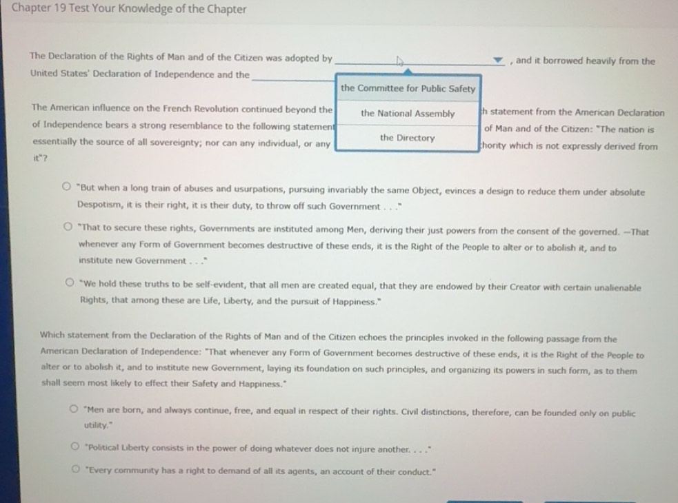Solved: Chapter 19 Test Your Knowledge of the Chapter The Declaration ...