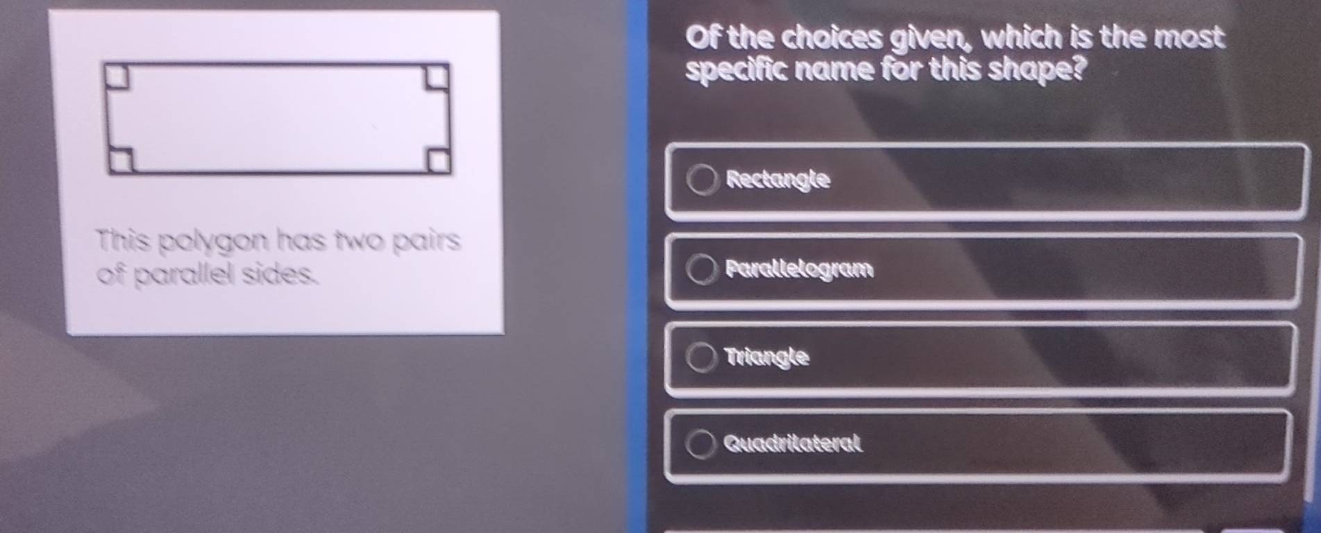 Solved: Of the choices given, which is the most specific name for this ...