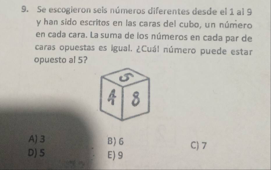 Resuelto:Se escogieron seis números diferentes desde el 1 al 9 y han ...