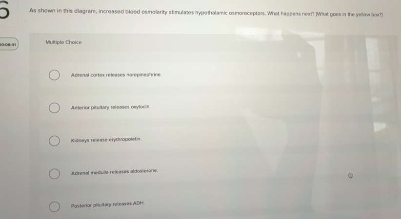 Solved: As shown in this diagram, increased blood osmolarity stimulates ...