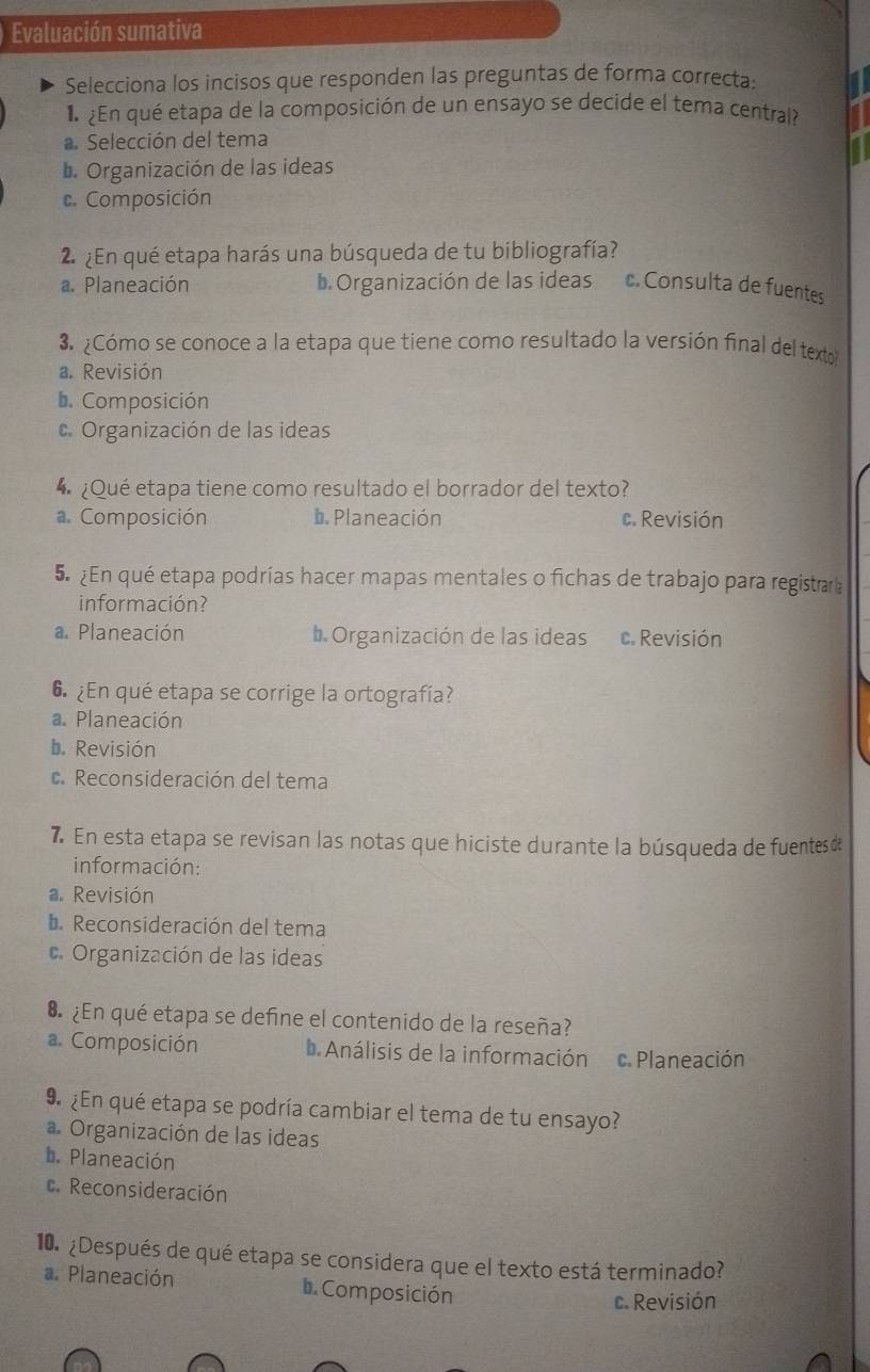 Resuelto:Evaluación sumativa Selecciona los incisos que responden las preguntas de forma correcta: