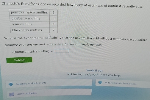 Solved: Charlotte's Breakfast Goodies recorded how many of each type of ...