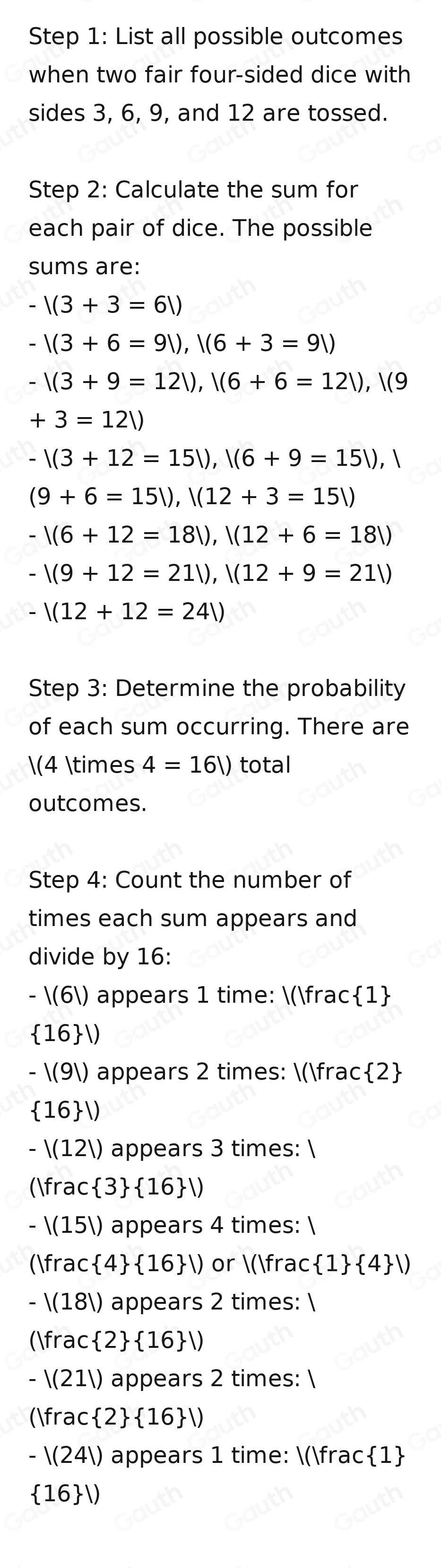 Solved: Make a probability distribution for the given set of events ...