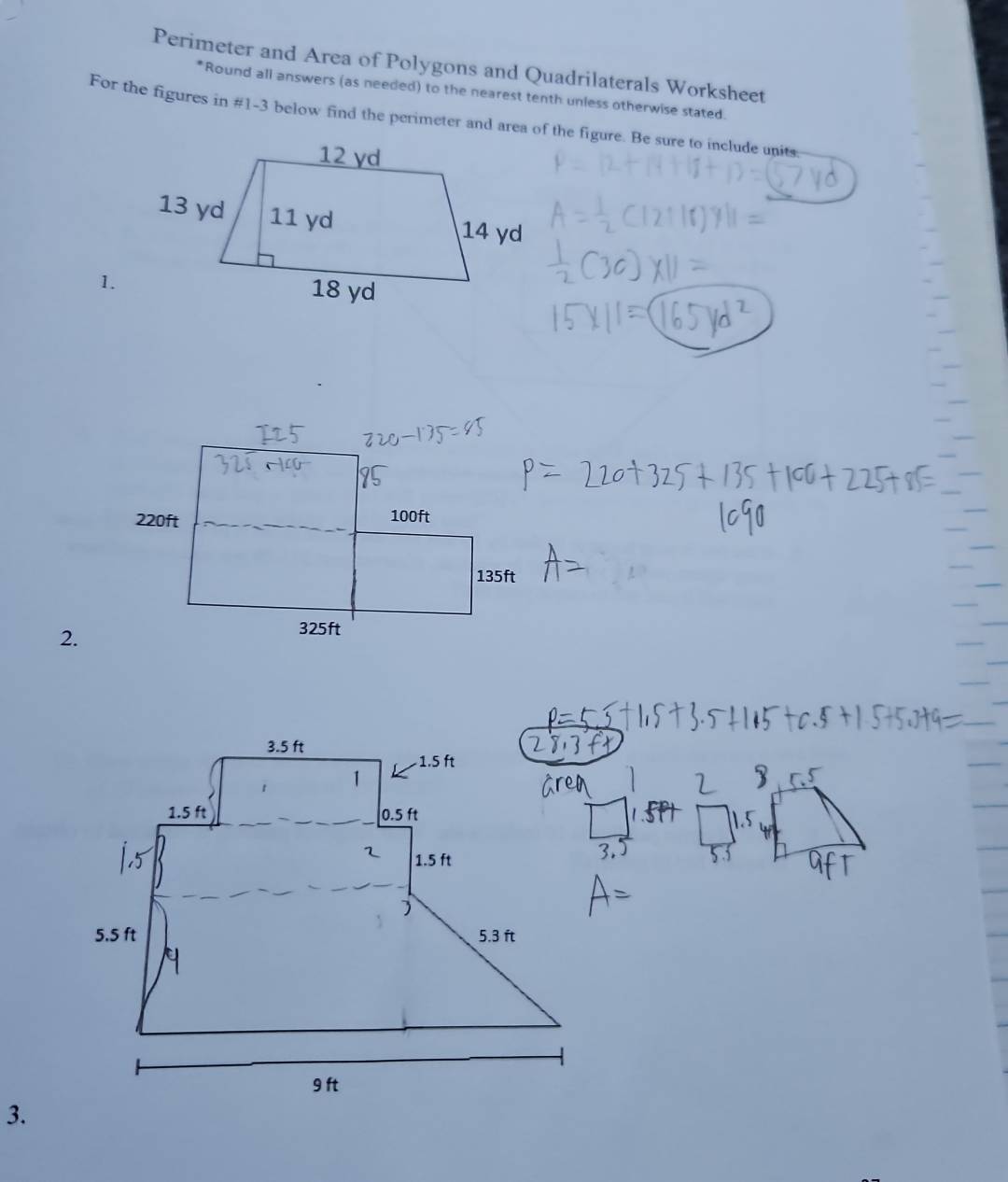 Solved: Perimeter and Area of Polygons and Quadrilaterals Worksheet ...