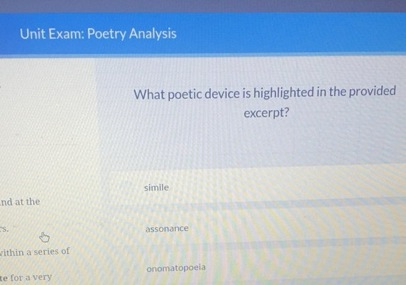 Solved: Unit Exam: Poetry Analysis What poetic device is highlighted in ...