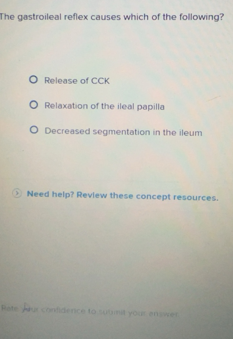 Solved: The gastroileal reflex causes which of the following? Release ...