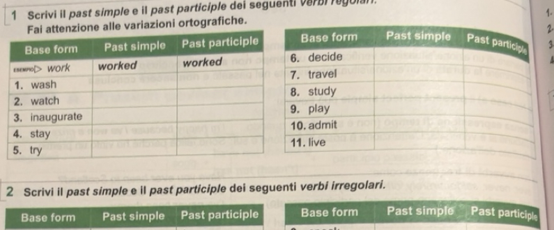 Risolto:Scrivi il past simple e il past participle dei seguenti verbr ...