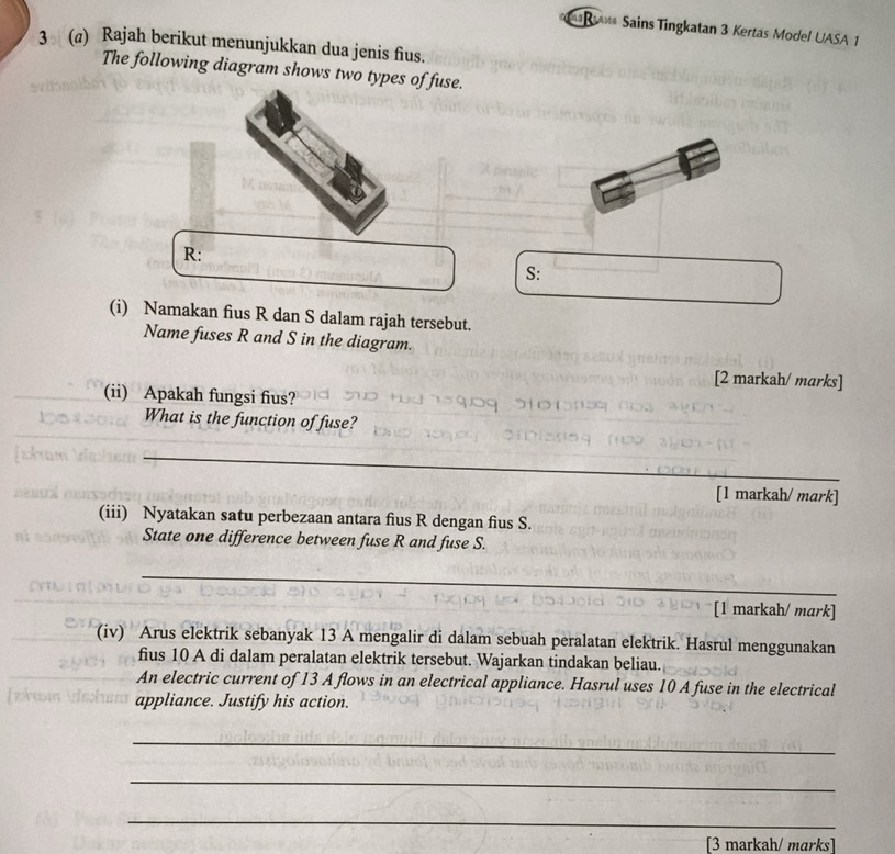 Selesai:Rav Sains Tingkatan 3 Kertas Model UASA 1 3 (a) Rajah berikut ...