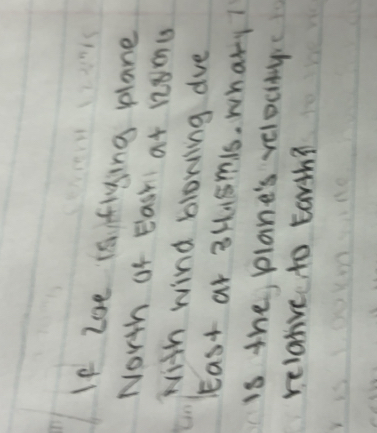 Solved: If Loe (sifiying plane North of Eash at nomu With wind blowing ...