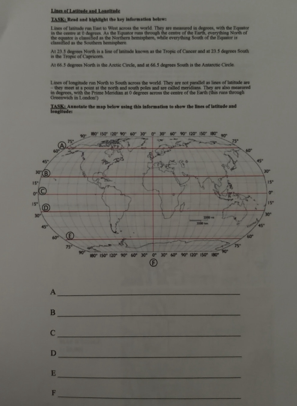 Solved: Lines of Latitude and Longitude TASK: Read and highlight the ...