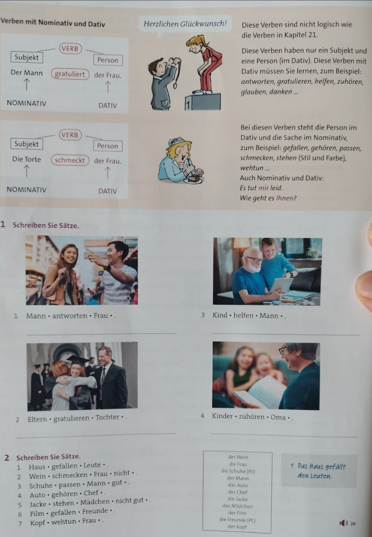 Gelöst:Verben mit Nominativ und Dativ Herzlichen Glückwunsch! Diese ...