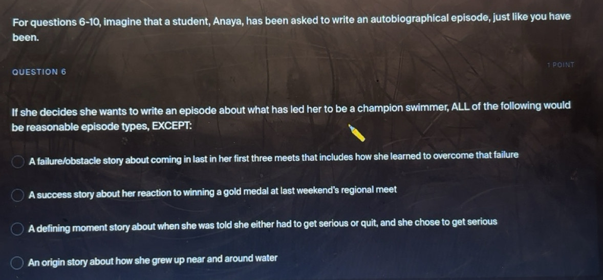 Solved: For questions 6-10, imagine that a student, Anaya, has been ...