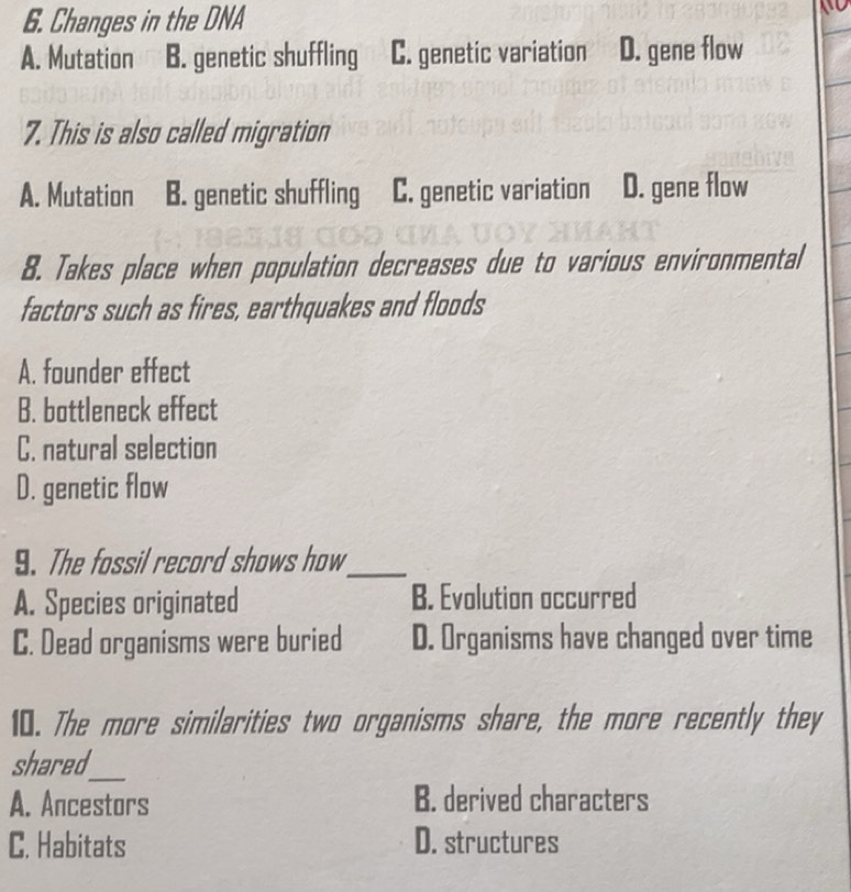 Solved: Changes in the DNA A. Mutation B. genetic shuffling C. genetic ...