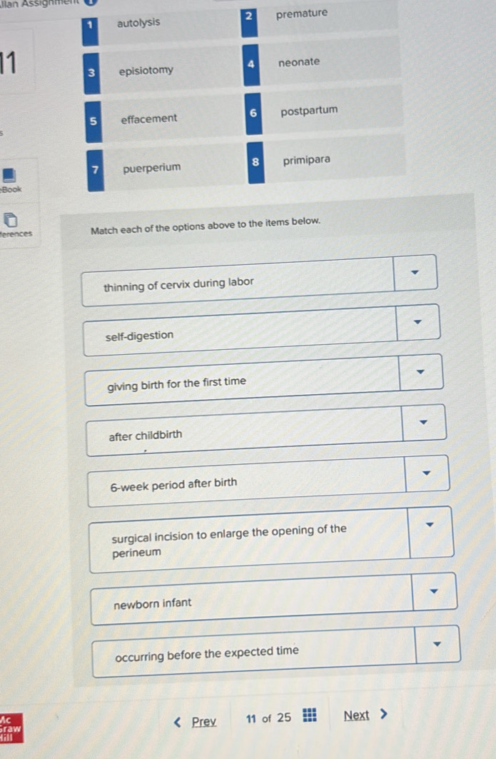 Solved: Allan Assignmen 2 1 autolysis premature 1 3 episiotomy 4 ...