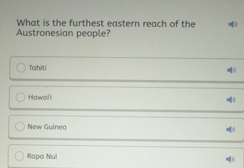 Solved: What is the furthest eastern reach of the Austronesian people ...