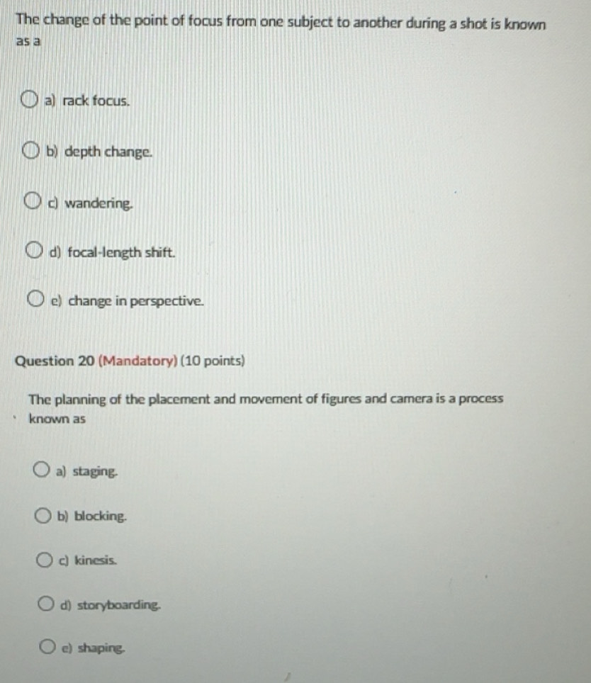 Solved: The change of the point of focus from one subject to another ...