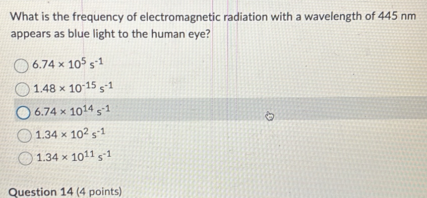 Solved: What is the frequency of electromagnetic radiation with a ...