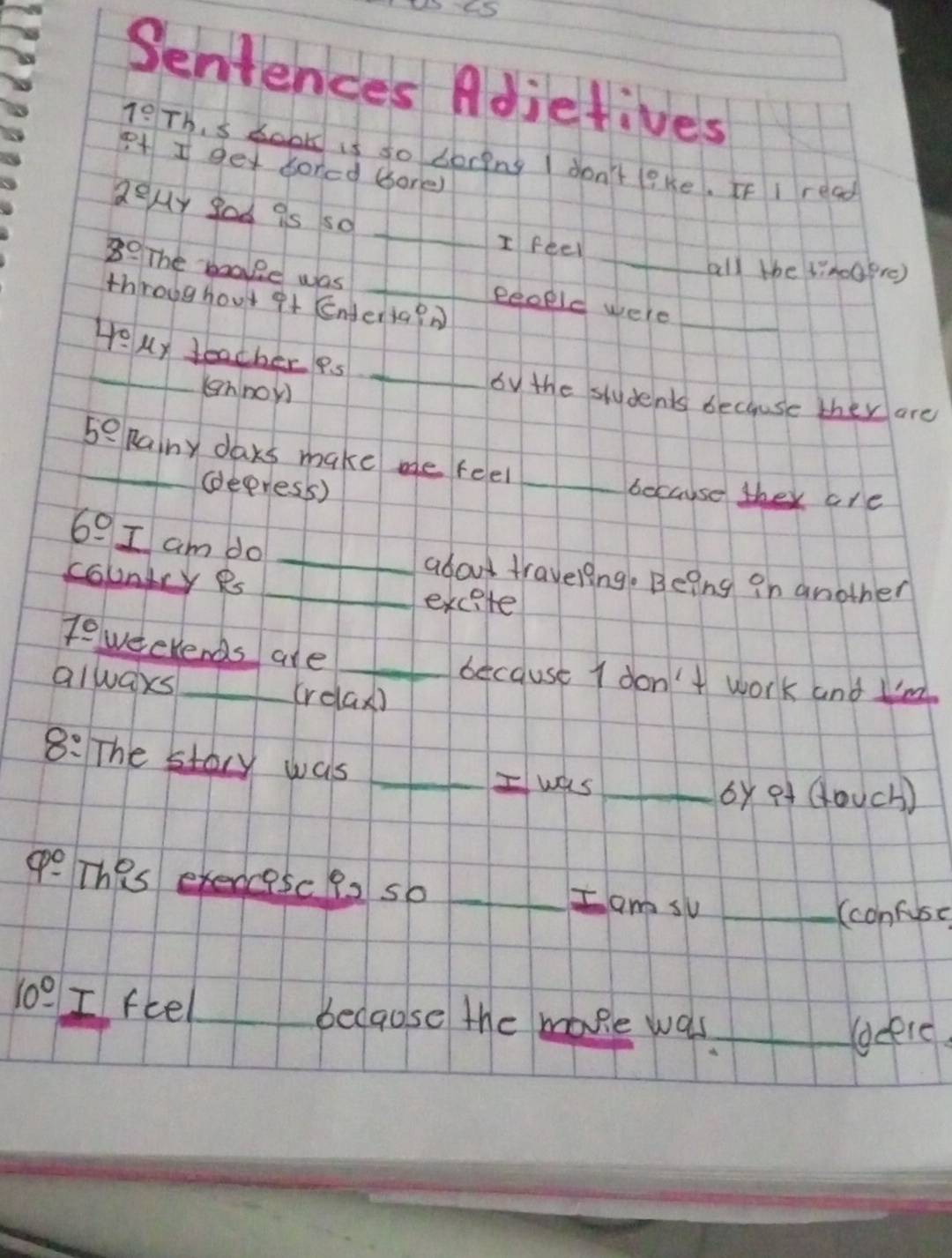 Resuelto:Sentences Adietives 1° Th. s bok is so boring I don't leke. If ...