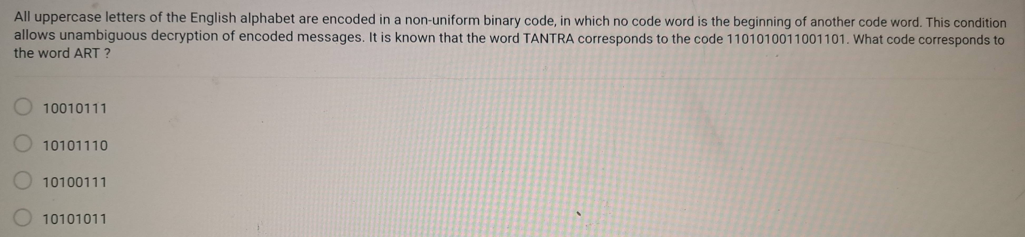 Gelöst:All uppercase letters of the English alphabet are encoded in a ...