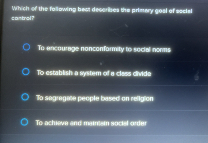 Solved: Which of the following best describes the primary goal of ...