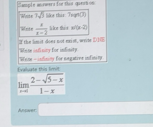 Solved: Sample answers for this question: Write 7sqrt(3) like this ...