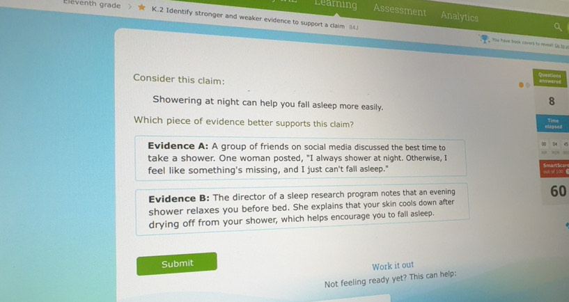 Solved: Learning Assessment Analytics Eleventh grade K.2 Identify ...