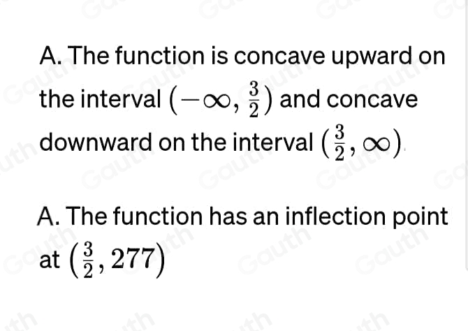 Solved: Find the open intervals where the function is concave upward or ...