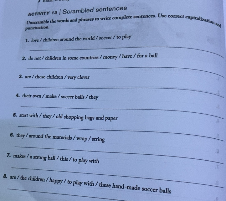 Résolu :ActIvITY 13 | Scrambled sentences Unscramble the words and ...