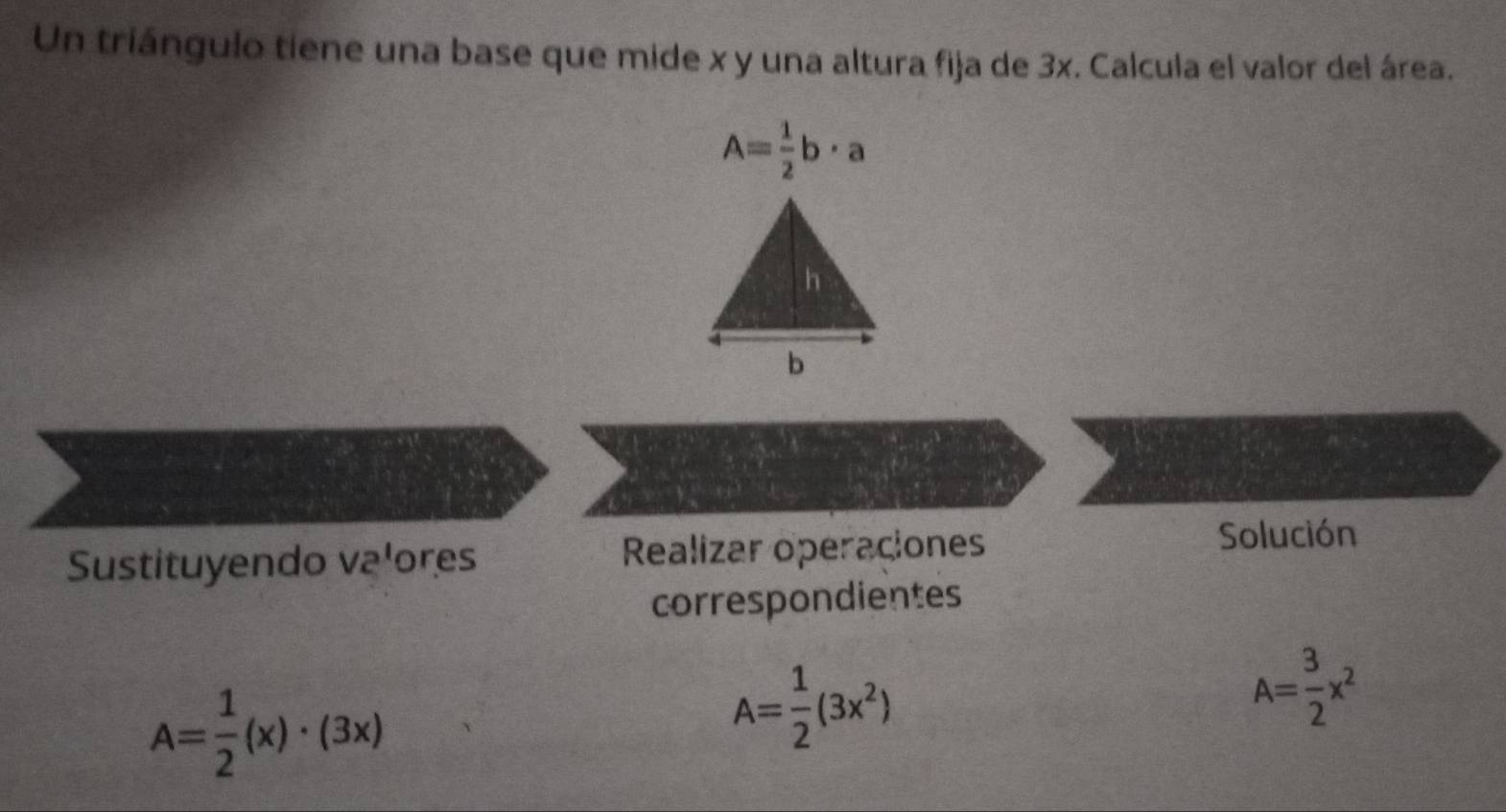 Resuelto:Un triángulo tiene una base que mide x y una altura fija de 3x ...