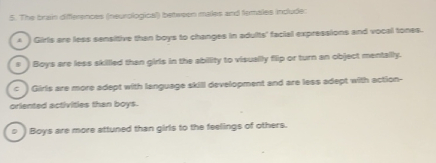 Solved: The brain differences (neurological) between males and females ...