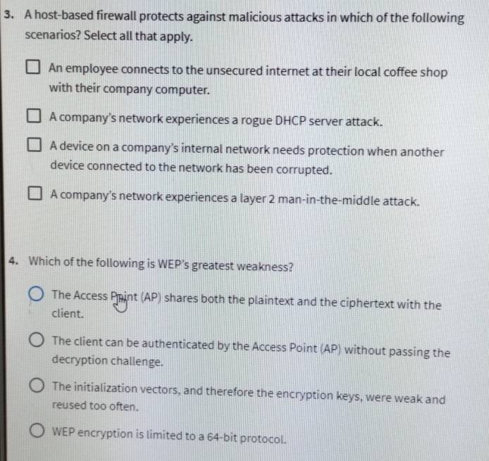 Solved: A host-based firewall protects against malicious attacks in which of the following ...