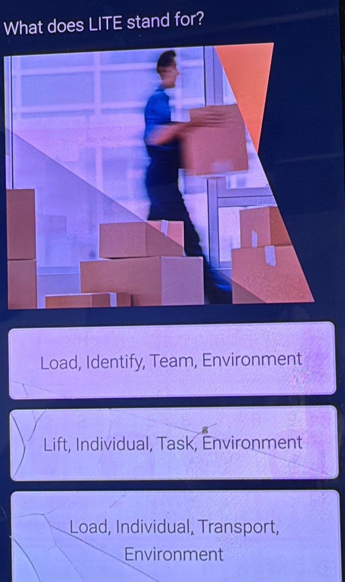 Solved: What does LITE stand for? Load, Identify, Team, Environment ...