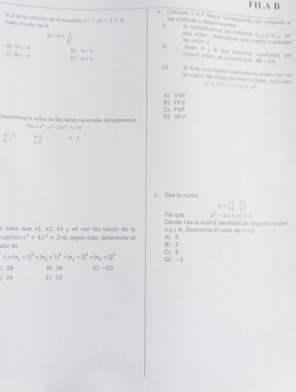 Resuelto:FILA B 4. Coloque V o F según corresponda con respecto a las ...